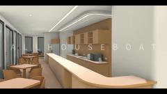 ? 25m × 12m Luxury Double-Deck Houseboat | Floating Restaurant & Bar Concept | 3D Rendering Showcase