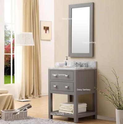 China European Classic Grey Wooden Bathroom Cabinet Floor Freestanding Bathroom Vanity for sale