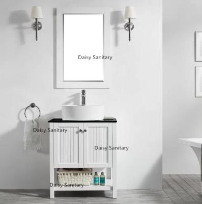 China Country Style Bowl Sink Vanity , Natural Marble Top Single Sink Bathroom Vanity for sale