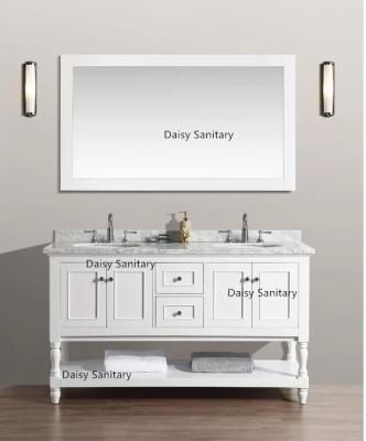 China 60 Inch White Double Vanity With Marble Top , Stable Marble Top Vanity for sale