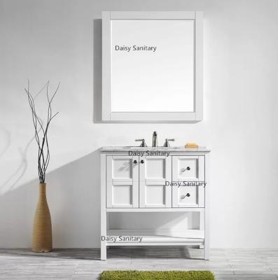 China Anti Corrosion Vanity And Medicine Cabinet 2 Doors 2 Drawers Ceramic Basin for sale