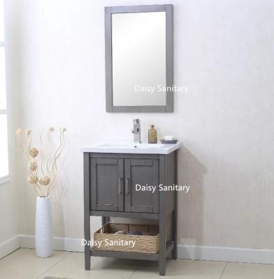 China European Style Wood Bath Vanity And Medicine Cabinet Two Shades Of Gray for sale