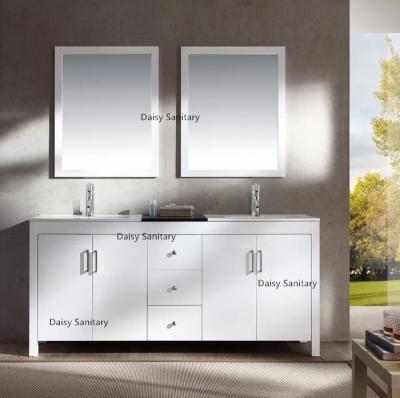 China American Style Double Sink Bathroom Vanity 4 Solid Wood Legs With Metal Protection for sale