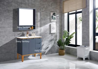 China Matt Gloss Painting PVC Bathroom Vanity 150mm Height Grey Color 80 Inch for sale