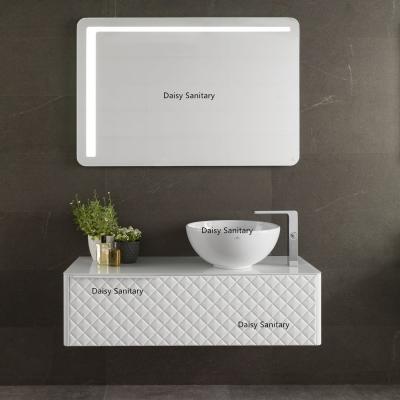 China Hanging Wall Type White PVC Bathroom Vanity Modern Style Luxury Design for sale