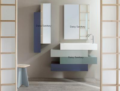 China Long Lifespan Modern Bathroom Vanities Grey And Green Wall Hanging Vanity for sale