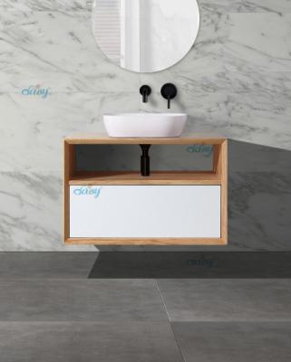 China Wall Hung Timber Top Bathroom Vanity Easy Cleaning And Sanitizing 100 Inch for sale