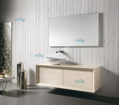 China Warm Color Long Single Sink Vanity , White Round Bowl Single Basin Vanity for sale