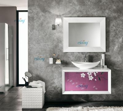 China Modern Luxury White Bathroom Vanity , Single Sink Bath Vanity With Pretty Pictures for sale