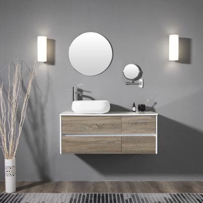 China Round Mirror single sink bathroom vanity set , 2 Drawers Single Vanity With Top for sale