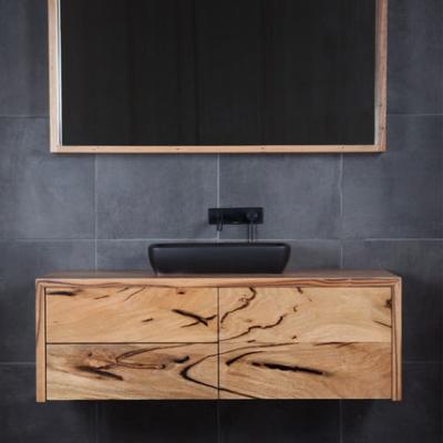 China Natural Wood Color Timber Top Bathroom Vanity Big Round Basin 120 Inch for sale