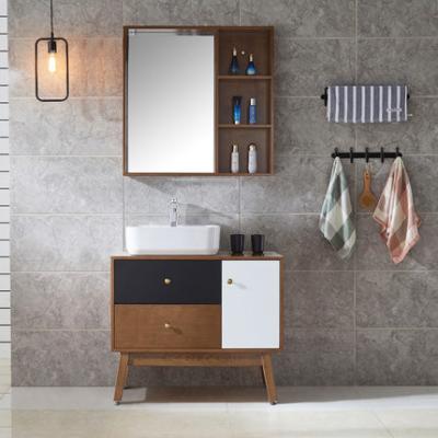 China Three Colors Timber Top Bathroom Vanity Modern Design With Mirror Cabinet for sale