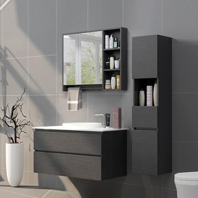 China Simple Style Modern Bathroom Vanities Curved Door Panels Open Structure for sale