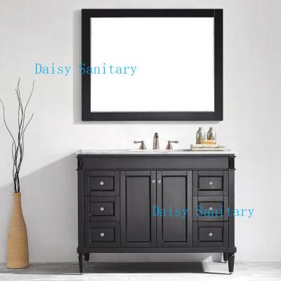 China Modern Style Marble Top Bathroom Vanity Espresso Bathroom Vanity Large Space Design for sale