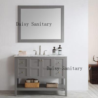 China Real Wood Design Oak Bathroom Vanity , Timber Bathroom Vanity With Natural Marble Top for sale