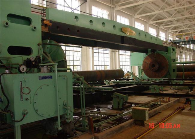 Close-up view of pipe testing machine components