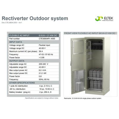 Cina per Telecom Railway Metro Power Utilities Nuovo sistema esterno Eltek 6kVA AC + 12.8-21kW DC Rectiverter in vendita