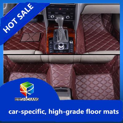 China 3pcs 5D design waterproof  brown microfiber leather car floor carpet cat mats for sale
