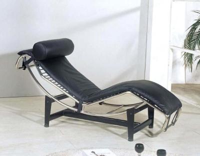 China Modern Leisure  Black Premium Leather Chaise Lounge Chairs for sale
