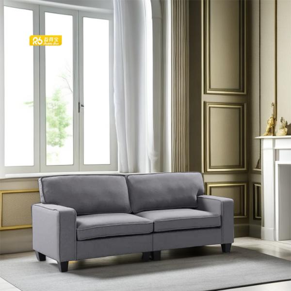 Quality Custom Upholstered Gray Linen Loveseat And Couch Sofa Living Room Furniture for sale