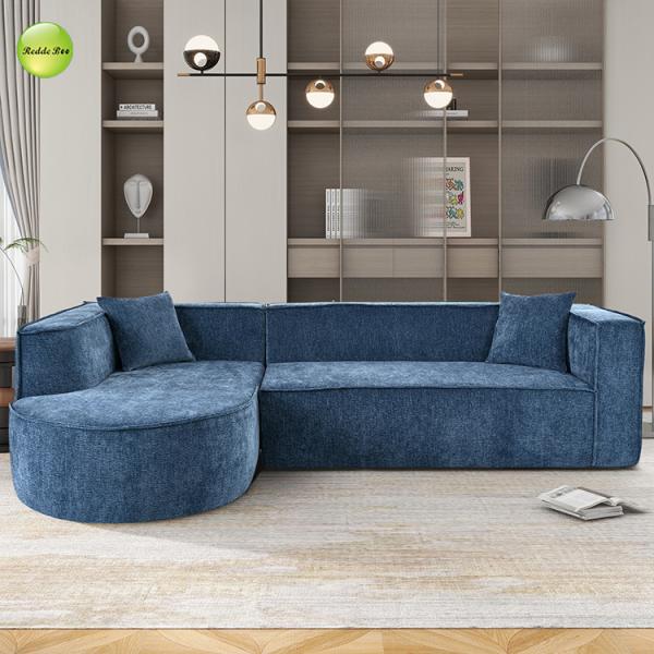 Quality Curved Boucle Fabric Compressed Sofa L Shaped High Density Foam For Living Room for sale