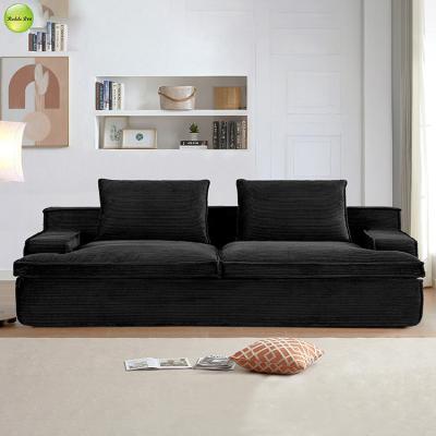 China OEM Oversized Fabric Black Microfiber Couch Vacuum Packed 3 Seater for sale