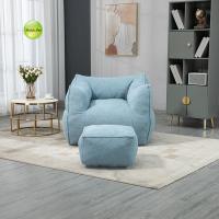 Quality Ergonomic Compression Vacuum Packed Sofa Blue Microfiber Slipcovered for sale