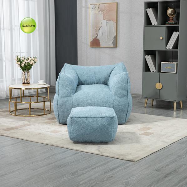 Quality Ergonomic Compression Vacuum Packed Sofa Blue Microfiber Slipcovered for sale