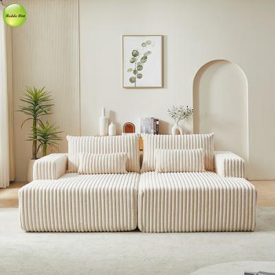 China Removable 2 Seater Compressed Sofa Striped Velvet Fabric ODM for sale