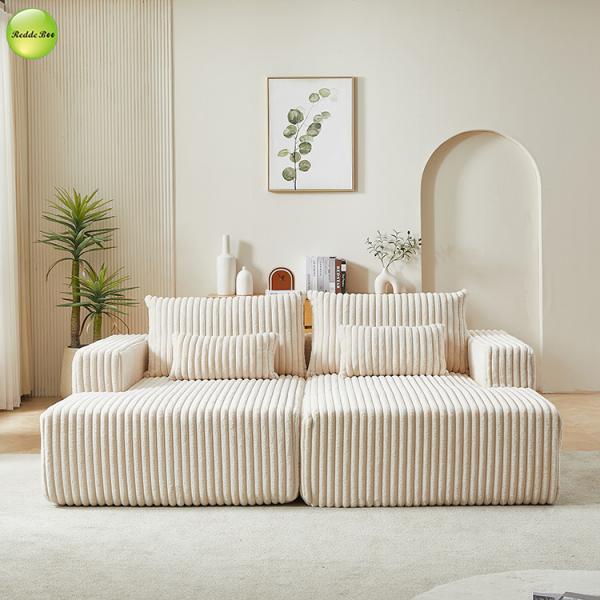 Quality Removable 2 Seater Compressed Sofa Striped Velvet Fabric ODM for sale