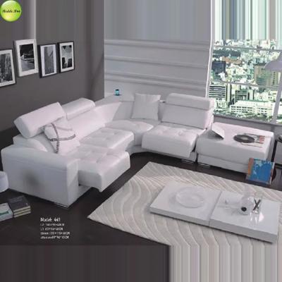 China White Leather L - Shaped Sofa with Adjustable Headrests: Custom Comfort for Urban Living for sale