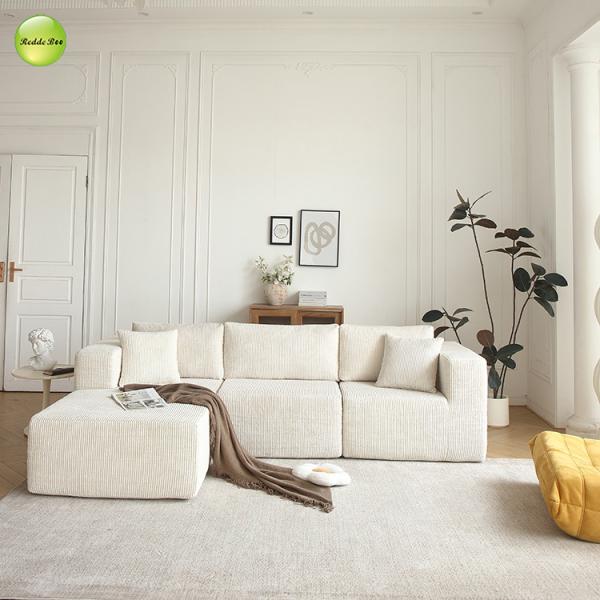 Quality Upholstered Compressed Microfiber Fabric Couch Striped Velvet Sleeper Sectional for sale