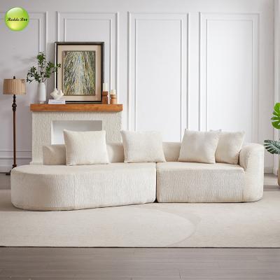 China Chenille Compressed Curved Boucle Couch Washable Fabric Sofa for sale
