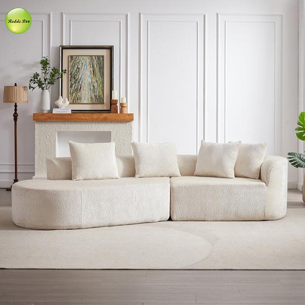 Quality Chenille Compressed Curved Boucle Couch Washable Fabric Sofa for sale