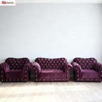 Quality Purple Tufted Leather Sofa Furniture Chesterfield Armchair Leather for sale