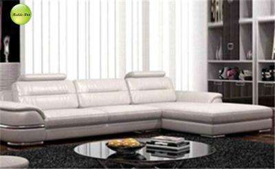 China Low Profile Boucle White Tan Leather Corner Sofa Modular Couch Breathable for sale