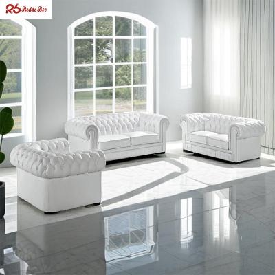 China Sectional Tufted Leather Sofa Furniture For Villa  White Black for sale