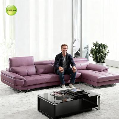 China Purple Leather Angled L Shaped Sectional Sofa 80 X 80 8 Piece Reversible for sale