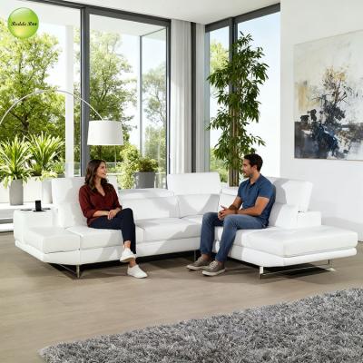 China Minimalist White Leather L - Sofa: Clean Lines, Effortless Elegance – For Minimalist Spaces for sale