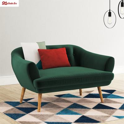 China Tufted Backrest Emerald Green Velvet Chaise Lounge Channel Back Couch Sofa for sale