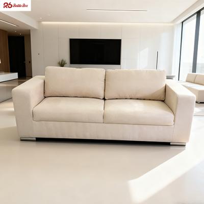 China CE Certificated Oatmeal Beige Linen Sectional Sofa Couch Anti Rust for sale