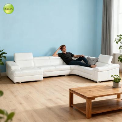 China Wabi - Sabi White Leather Modular Sofa: Minimalist Charm, Natural Texture – Serene Contemporary Spaces Elevate for sale