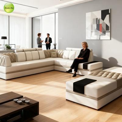 China Leather Sectional: Contrast Stitching, Plush Seating – Transform Home into a Sophisticated Retreat for sale