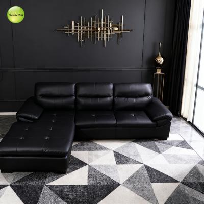 China Black Leather Sectional: Classic Noir Vibe, Durable Build – Modern Luxury Interiors Smart Choice for sale