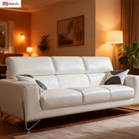Quality 320kg Tufted Leather Sofa Furniture Couch For Reception Room Wood Frame for sale