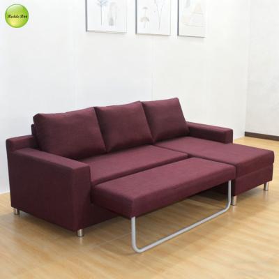 China Modern L-Shaped Linen Fabric Corner Sofa For Living Room Saving-Space Convertible Sleeping Foldable Sofa Bed for sale