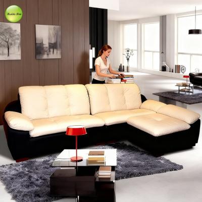 China Two - Tone Leather Sectional: Black & Cream Contrast, Plush Seating – Art - Filled Modern Living Spaces Ideal for sale