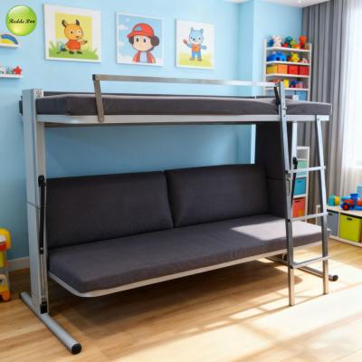 China Multifunctional Bunk Sectional Sofa Bed Small Sleeper Couch PU Leather For Apartment Dormitory for sale