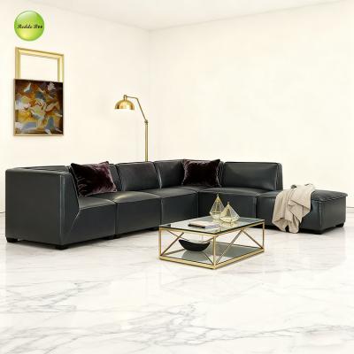 China Leather Modular Sofa: Geometric Chic, Premium Craft – Perfect for Minimalist, Statement - Making Spaces for sale