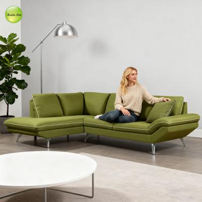 China Chenille Fabric Curved L Shaped Sectional Sofa Wrap Around 4 Seat for sale